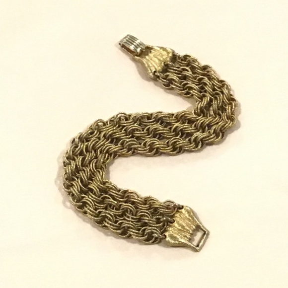 Napier | Jewelry | Vintage Napier Three Row Chain Bracelet Gold Tone 8 ...